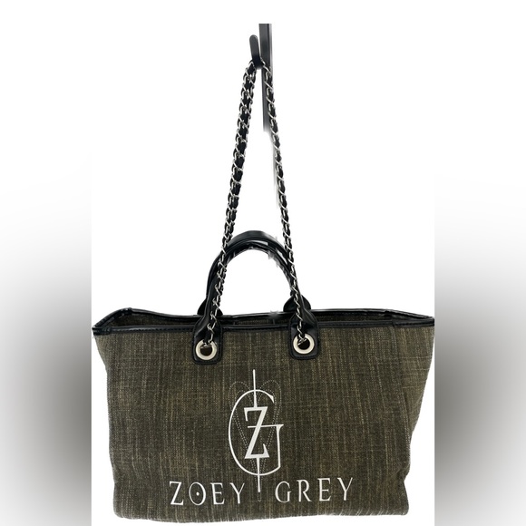 Zoey Gray | Bags | Zoey Grey Canvas Shoulder Tote Bag In Sage Heather ...